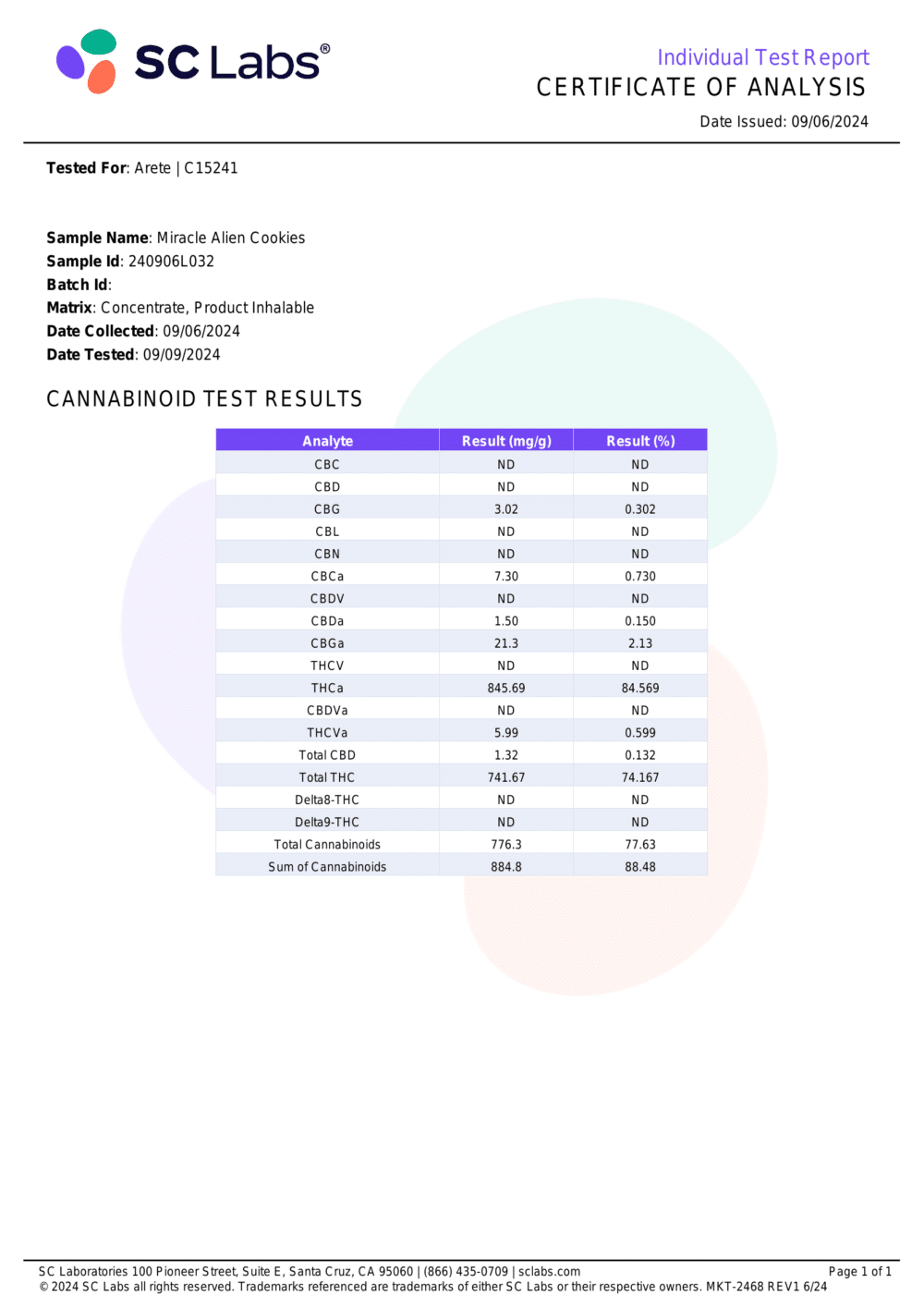 Miracle Alien Cookies THCa Hash Rosin - Arete Hemp